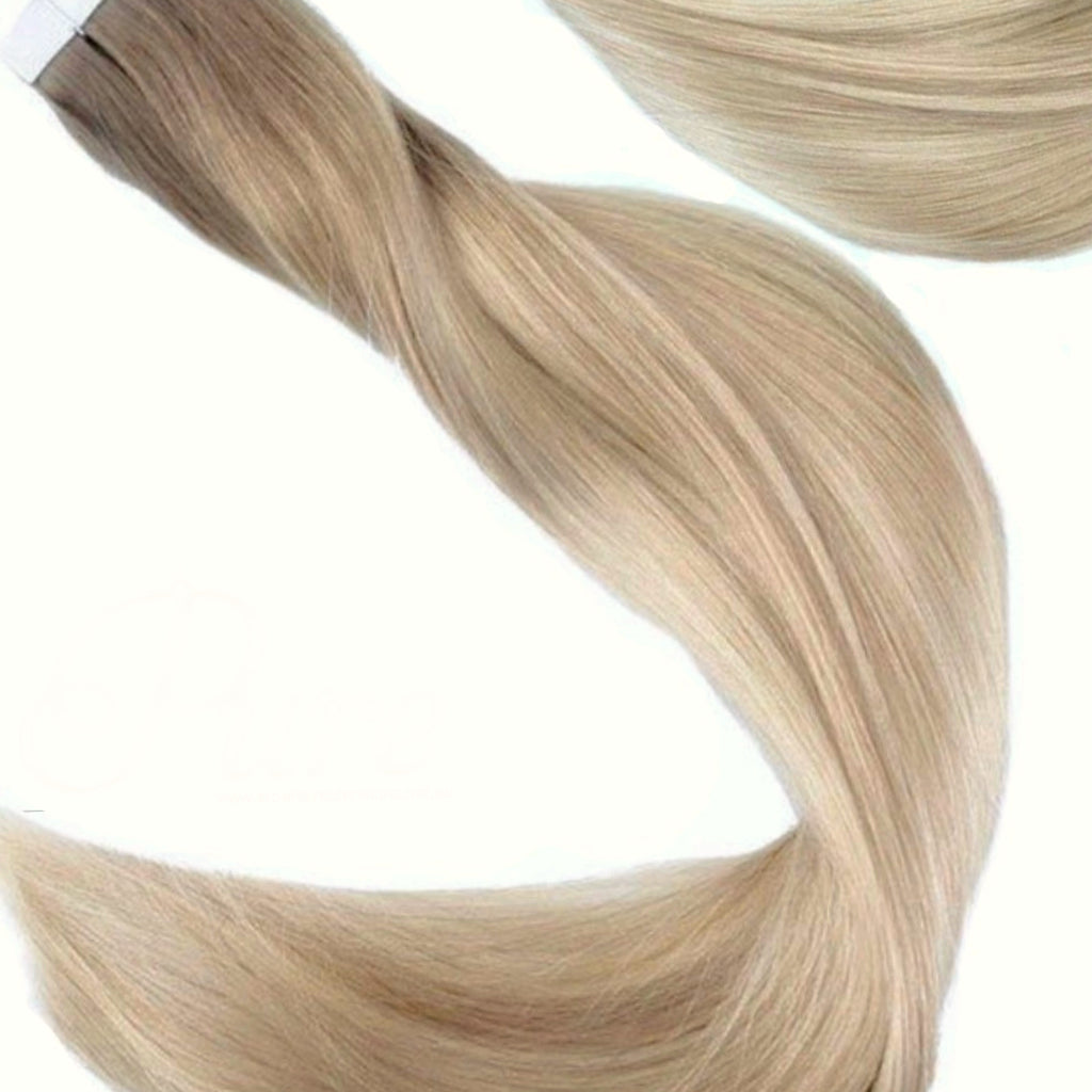 #14/22/613 "CHANEL" ASH BLONDE ROOT STRETCH TAPE HAIR EXTENSIONS – Pure ...