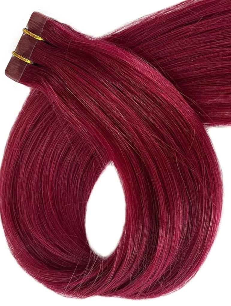 #99bb BRIGHT BURGUNDY RED TAPE HAIR EXTENSIONS – Pure Tape Hair Extensions
